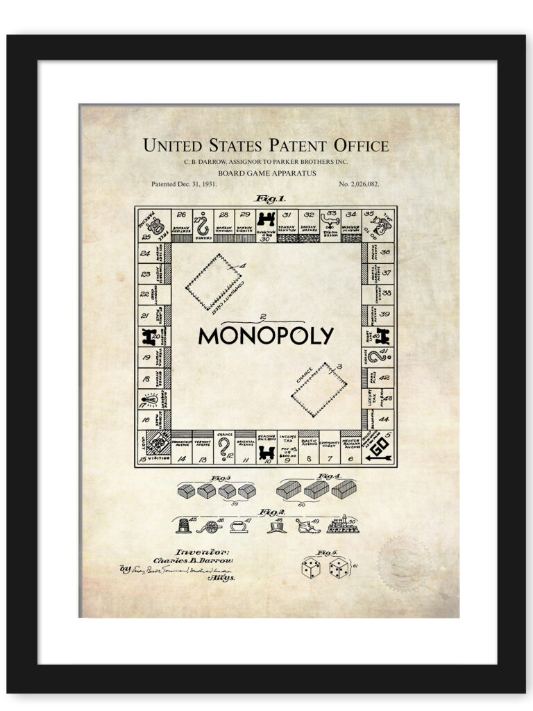 1931 Monopoly Game Patent Artwork