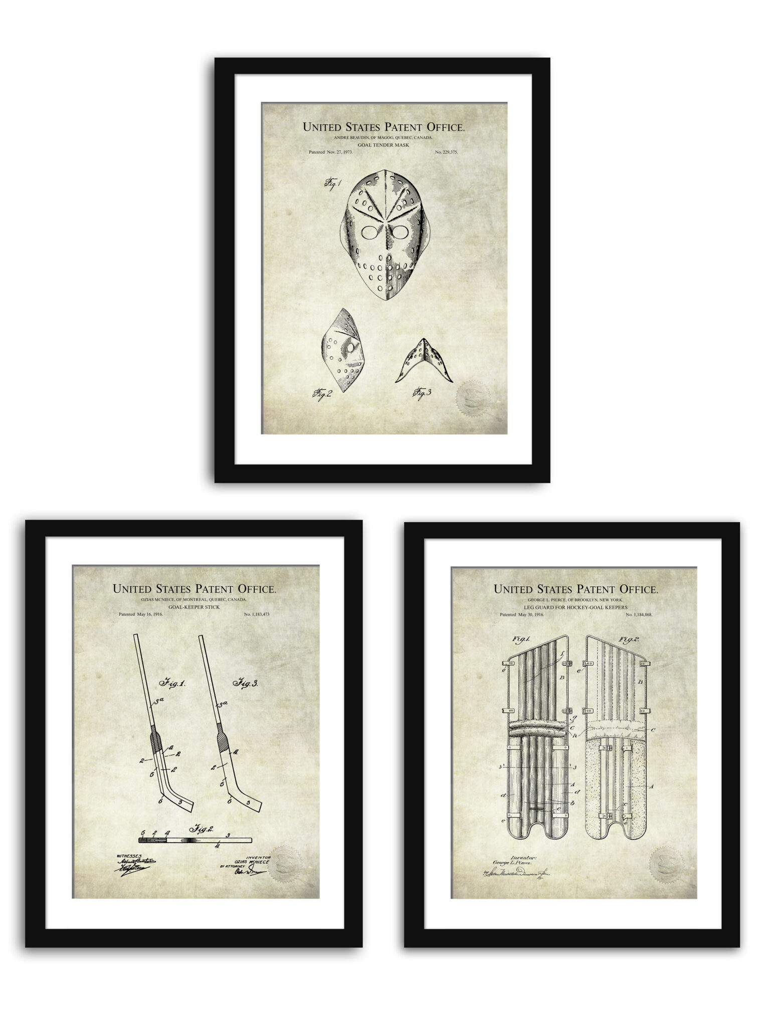 Goalie Equipment Patents | Vintage Hockey Decor